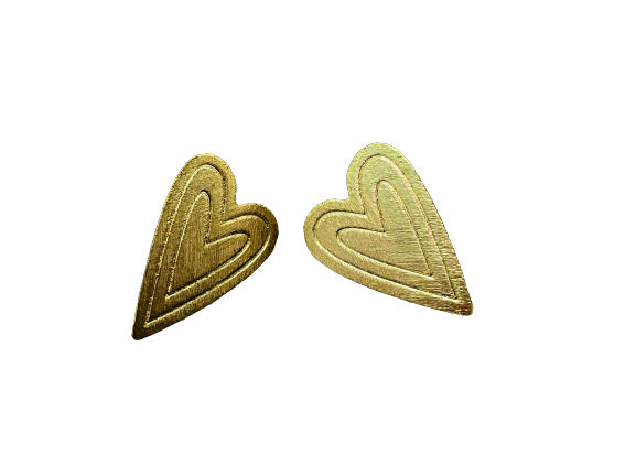 Aros Corazón Alargado - Peltre con baño de oro – Cuatro Corners